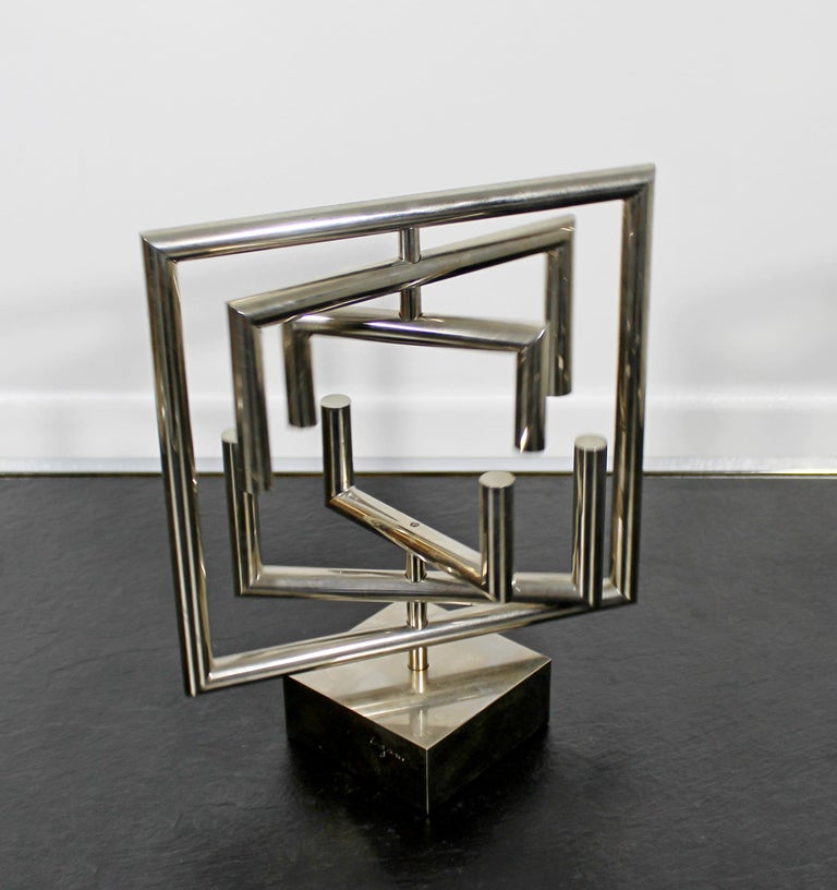 Contemporary Modern Chrome Symmetrical Kinetic Table Sculpture Signed ...