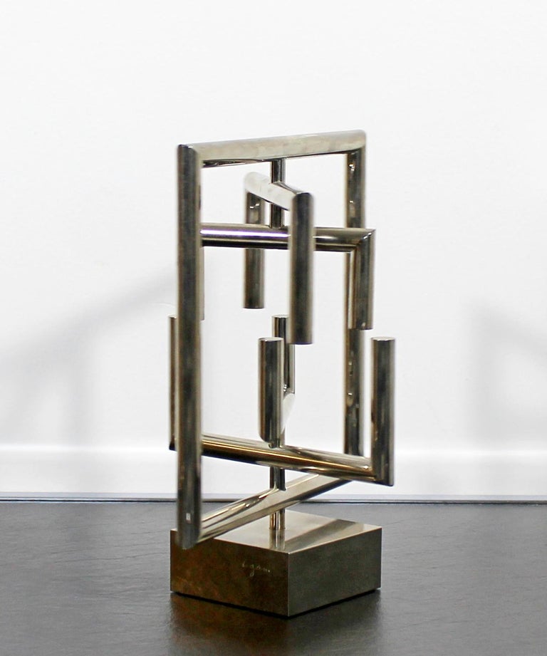 Contemporary Modern Chrome Symmetrical Kinetic Table Sculpture Signed ...