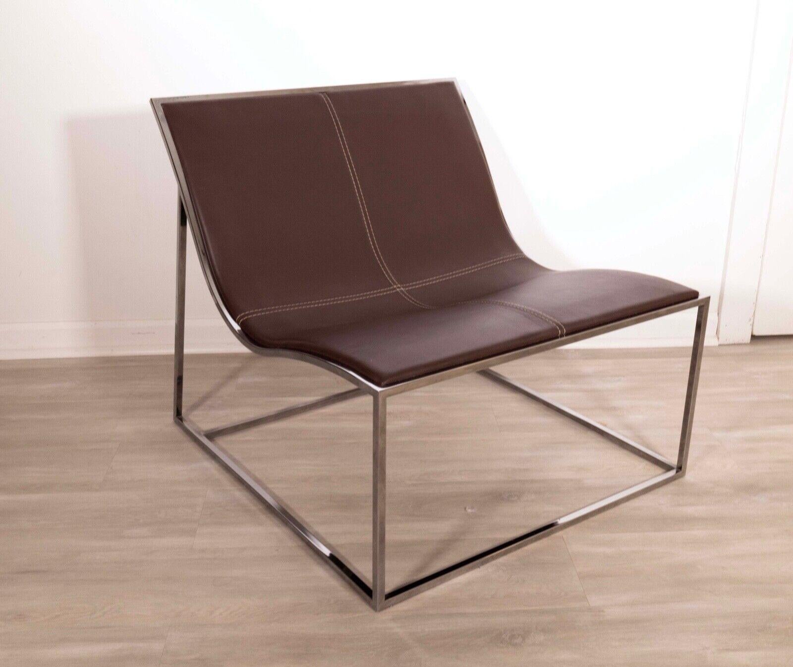 Contemporary Modern Coalesse Holy Day Faux Leather Chrome Lounge Chair ...