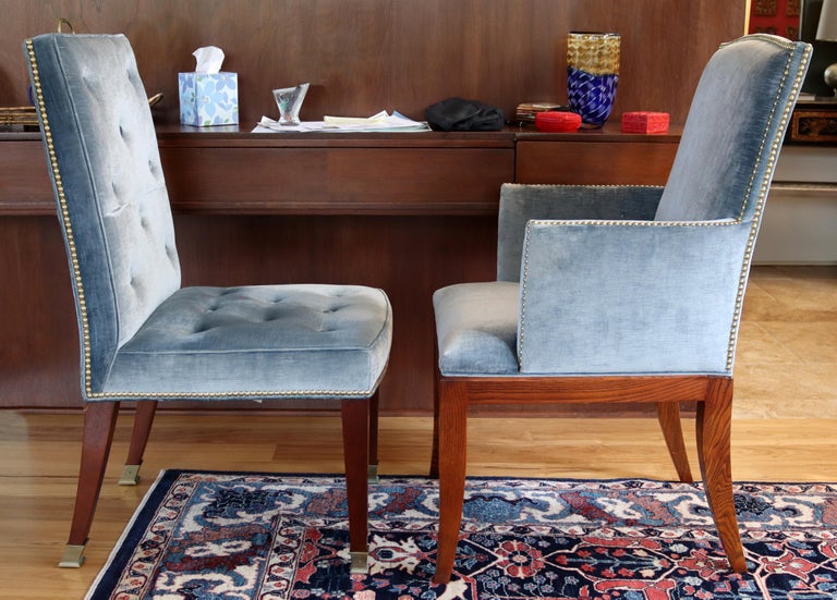 Contemporary Modern Custom High Back Set 6 Cherry Wood Brass Side ...