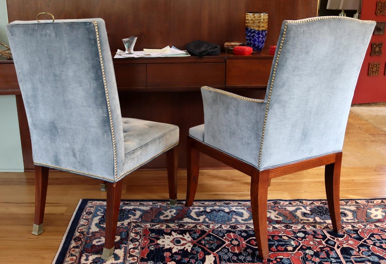 Contemporary Modern Custom High Back Set 6 Cherry Wood Brass Side ...