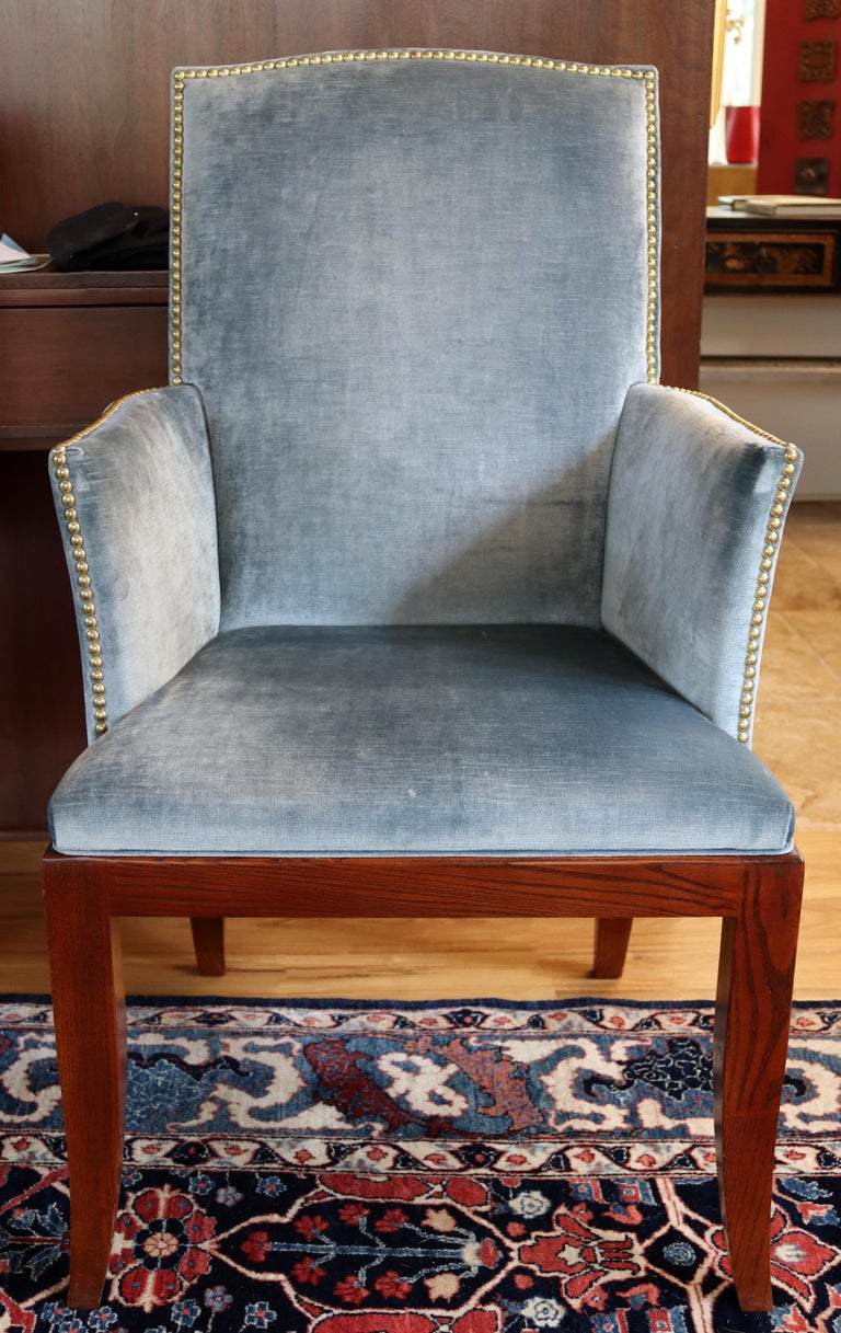 Contemporary Modern Custom High Back Set 6 Cherry Wood Brass Side ...