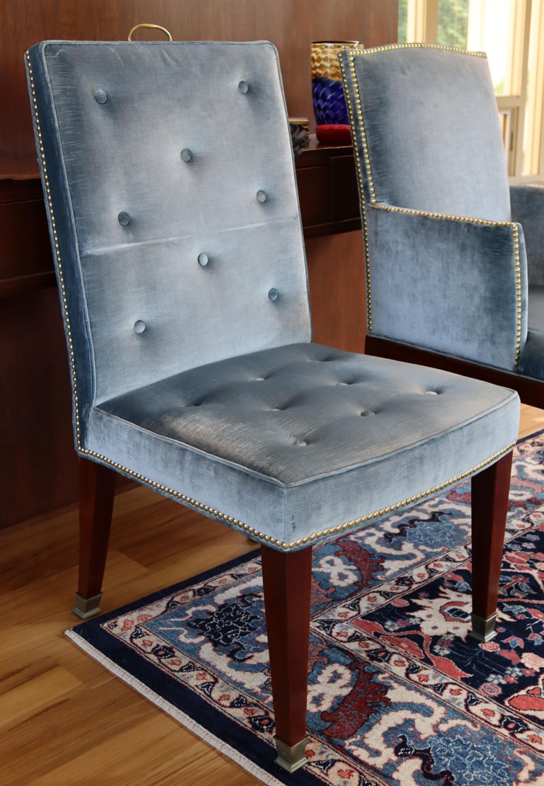 Contemporary Modern Custom High Back Set 6 Cherry Wood Brass Side ...