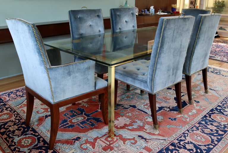 Contemporary Modern Custom High Back Set 6 Cherry Wood Brass Side ...