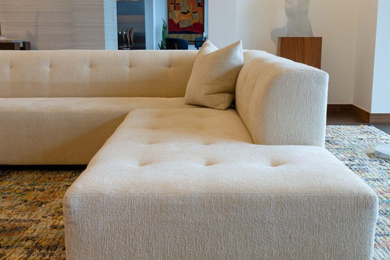 Contemporary Modern Custom Made Cream Tufted Glant 2 Piece Sectional ...