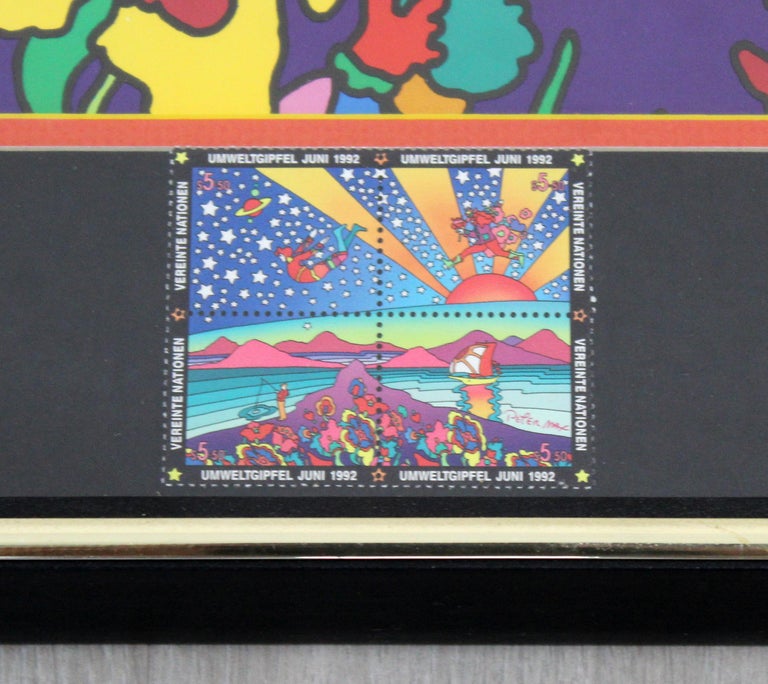 Contemporary Modern Framed Poster Signed Peter Max with Stamps 1992 COA ...