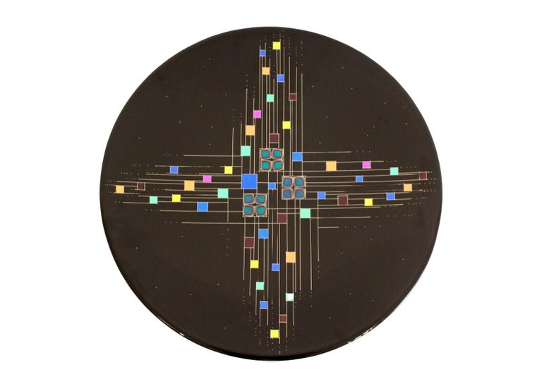 Contemporary Modern Glass Art Barrett Memphis Style Circle Charger ...