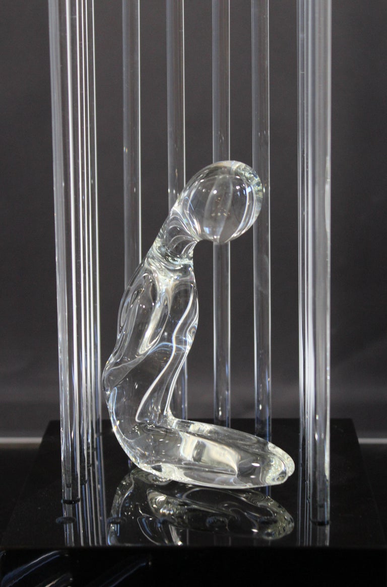 Contemporary Modern Glass Table Sculpture of Caged Woman Signed by ...