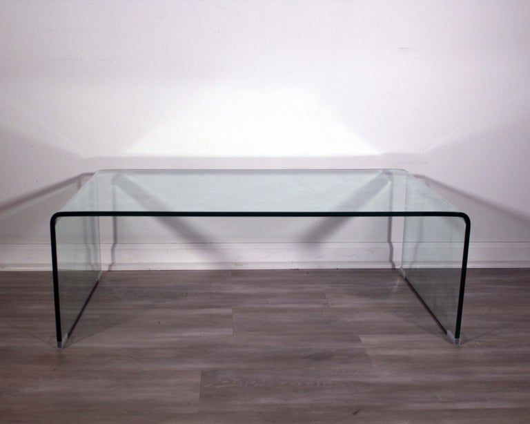 Contemporary Modern Glass Waterfall Table For Sale at 1stDibs