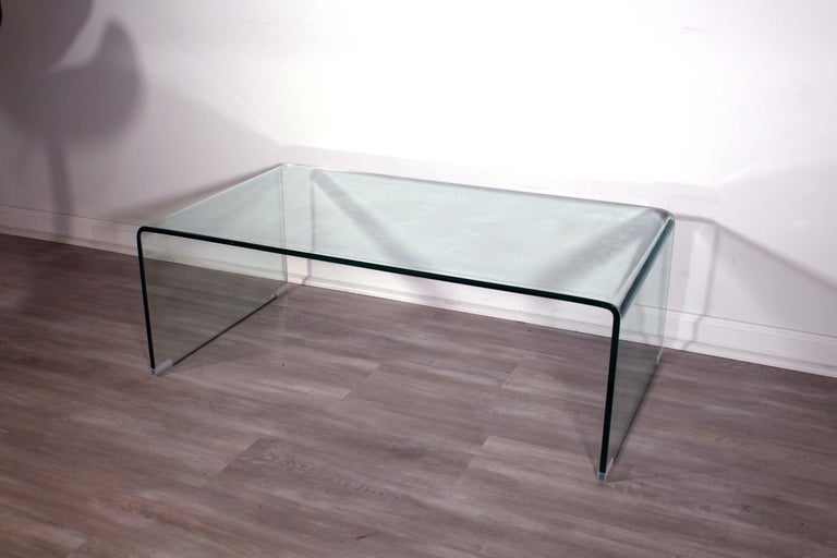 Contemporary Modern Glass Waterfall Table For Sale at 1stDibs