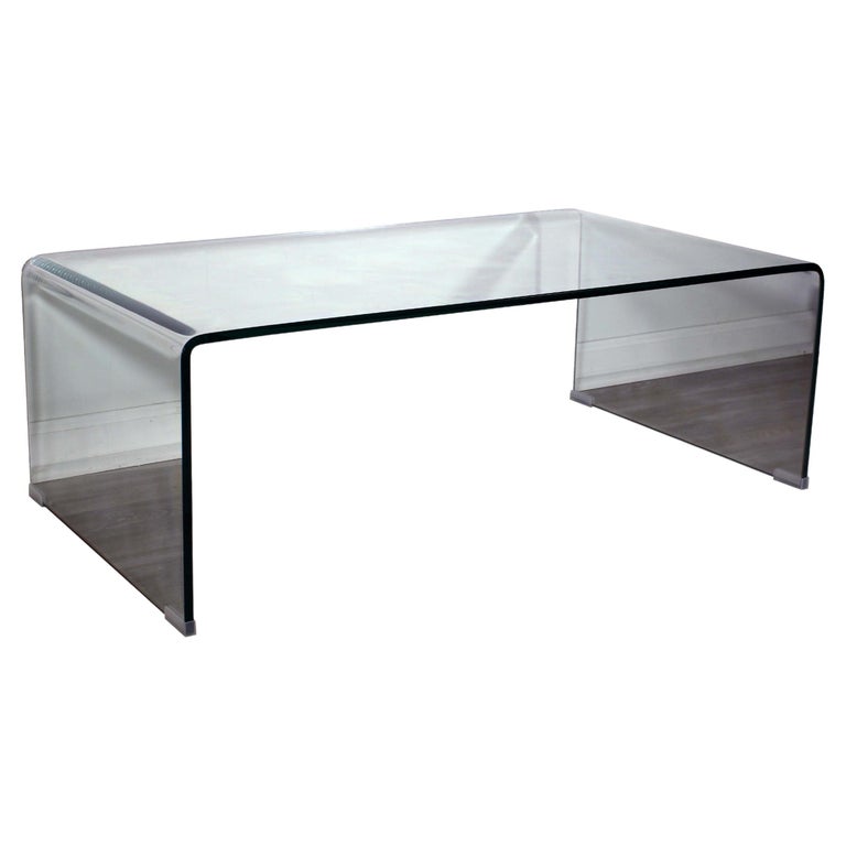 Contemporary Modern Glass Waterfall Table For Sale at 1stDibs