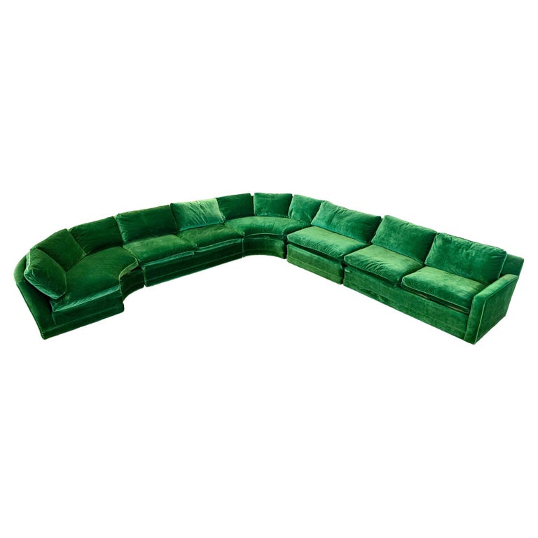 Contemporary Modern Henredon Modular Green Velveteen Sectional Sofa ...