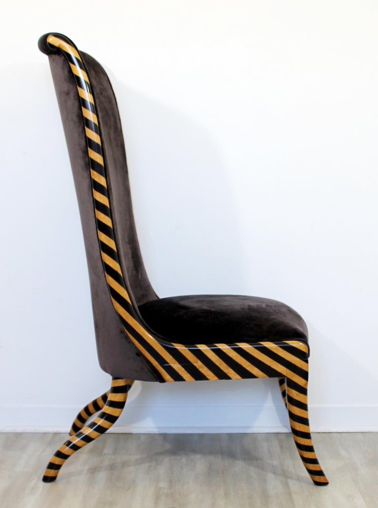 Contemporary Modern High Backed Side Accent Chair Giraffe Pattern Wood ...