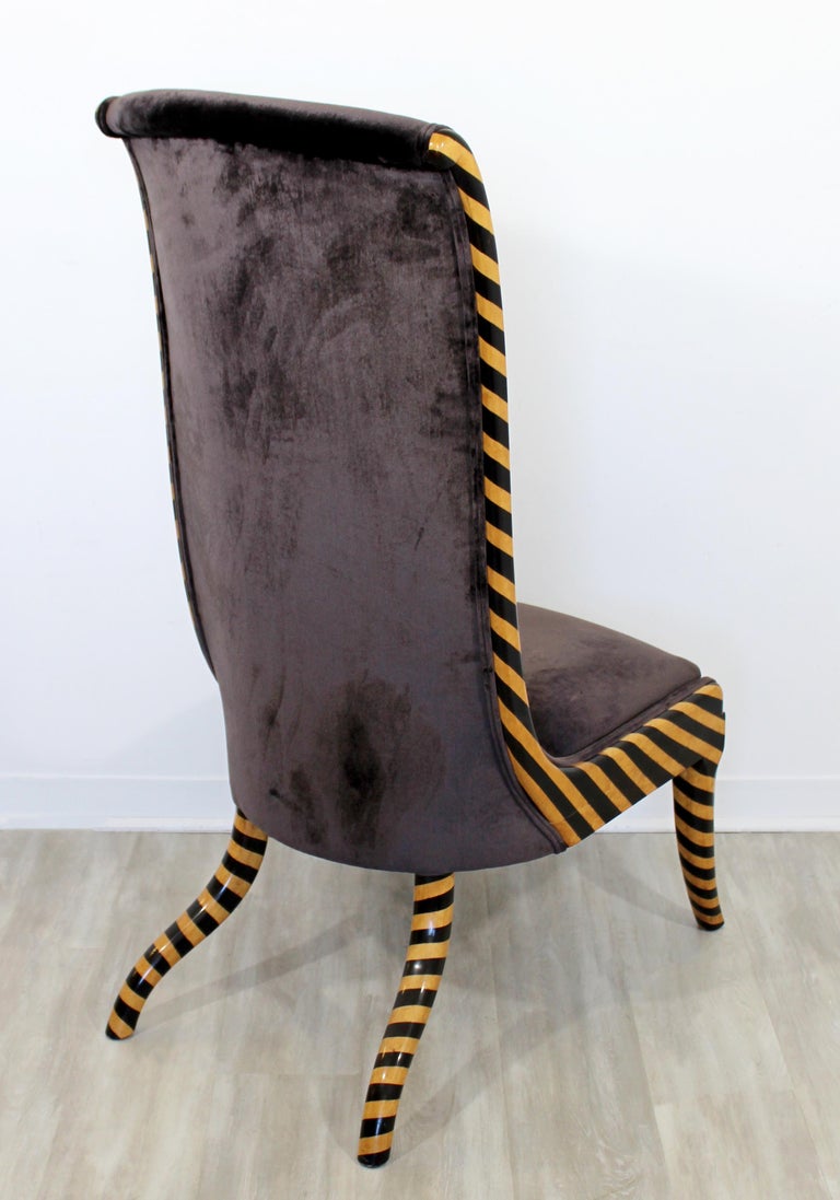 Contemporary Modern High Backed Side Accent Chair Giraffe Pattern Wood ...