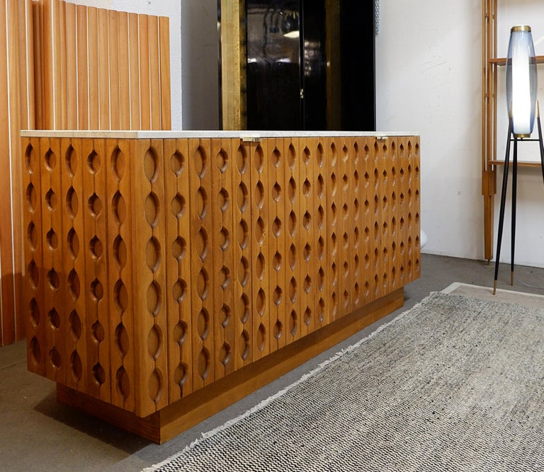 Contemporary modern italian sideboard in wood and travertin top For ...