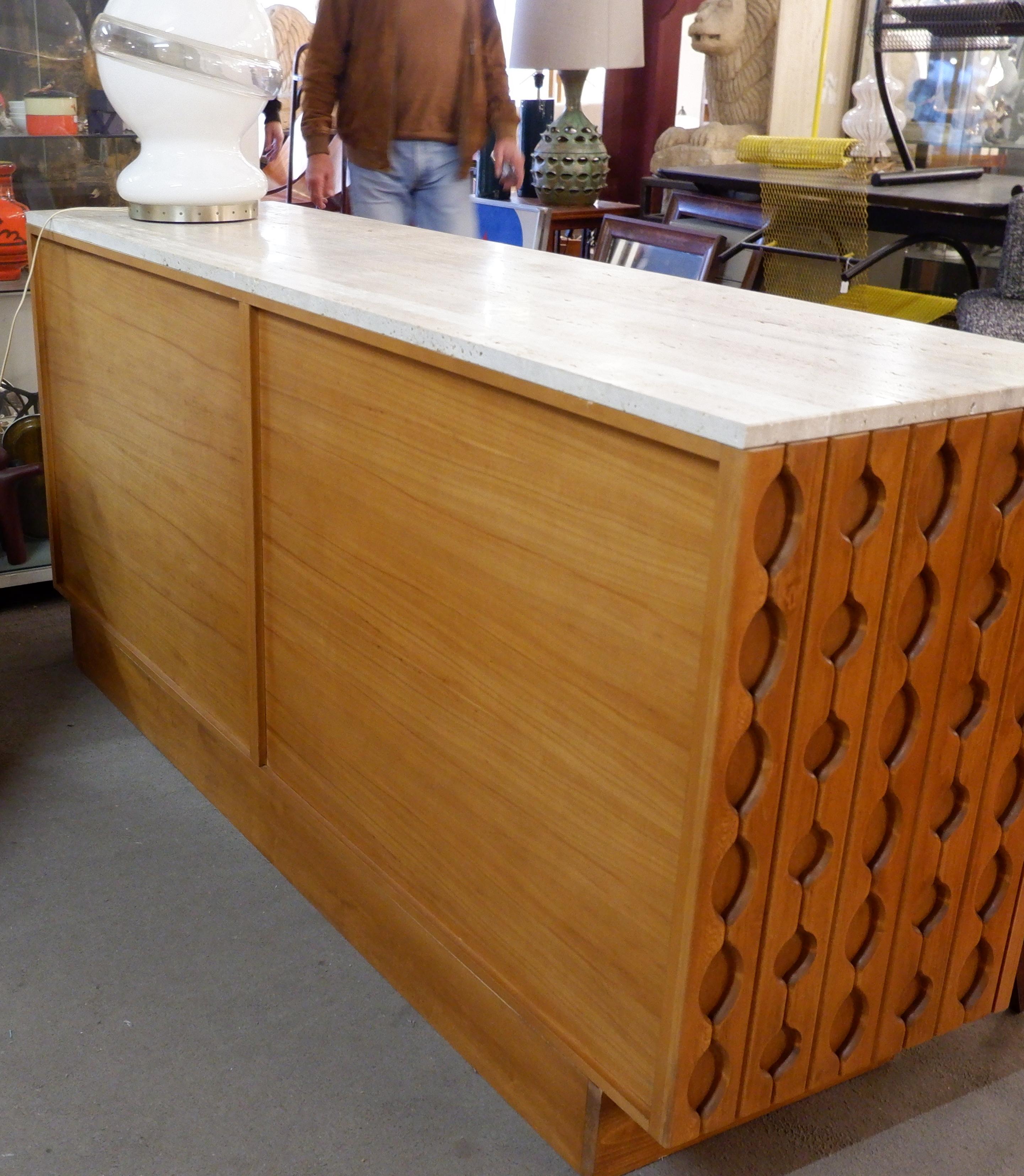 Contemporary modern italian sideboard in wood and travertin top For ...