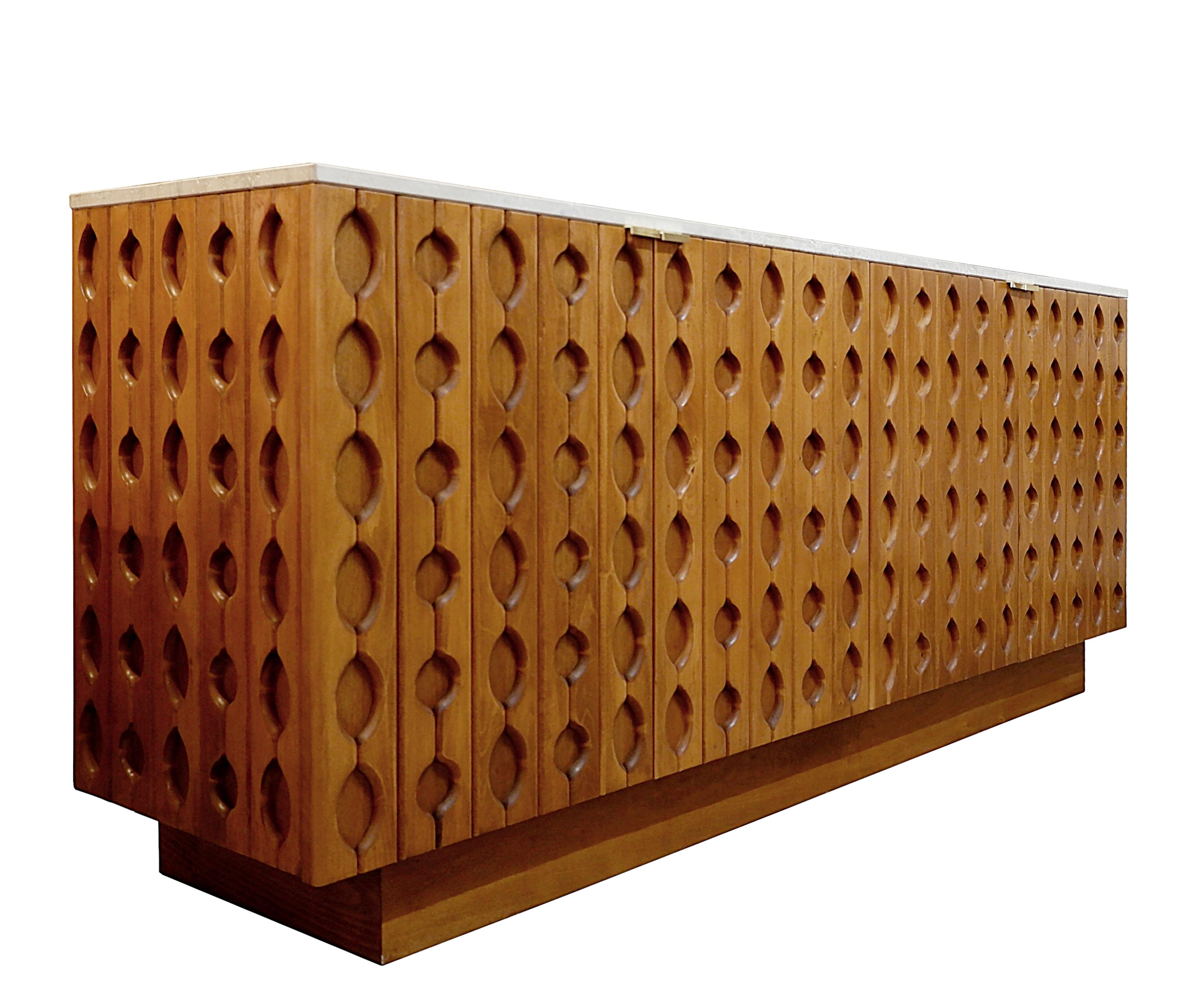 Contemporary modern italian sideboard in wood and travertin top For ...