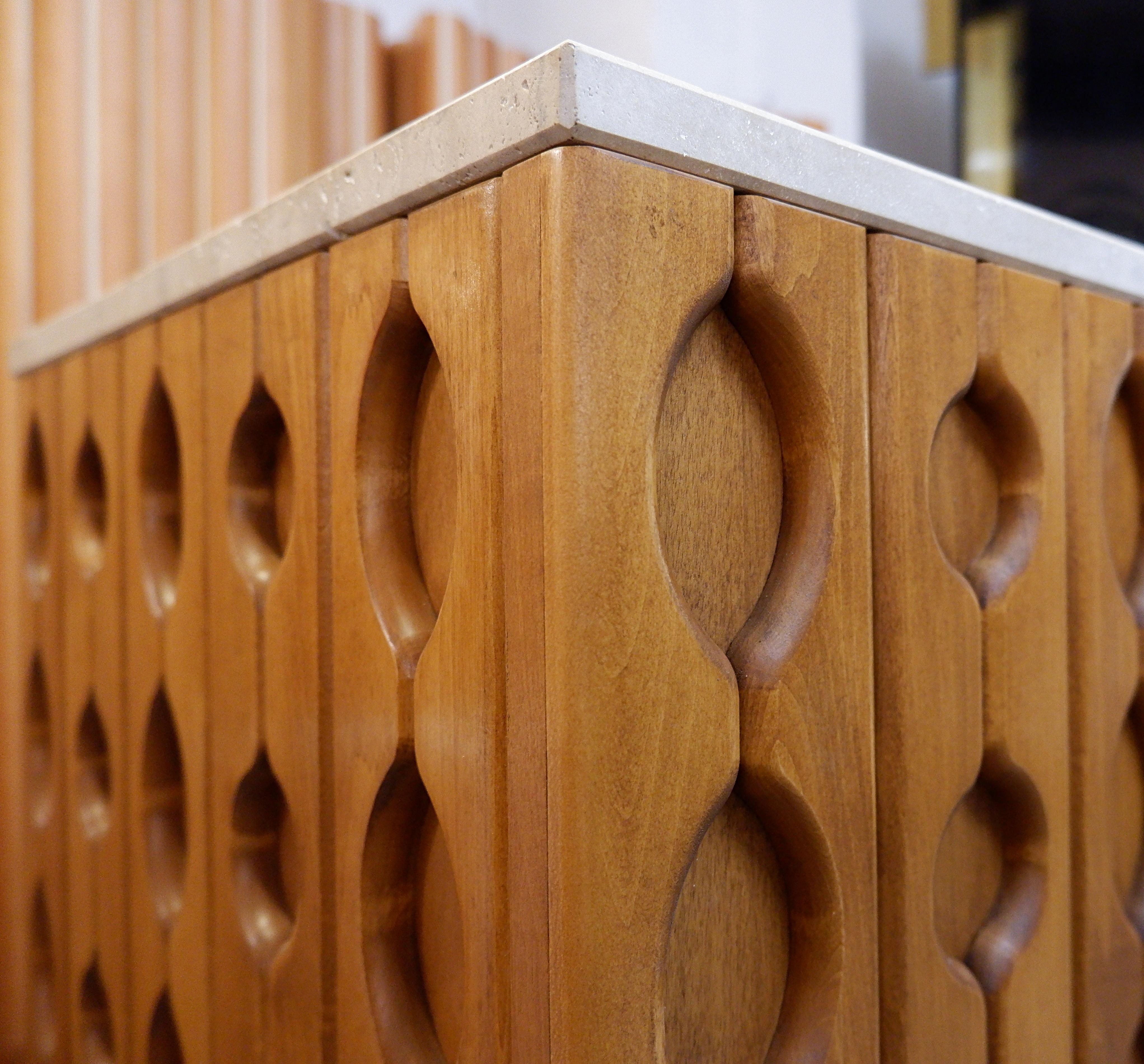Contemporary modern italian sideboard in wood and travertin top For ...