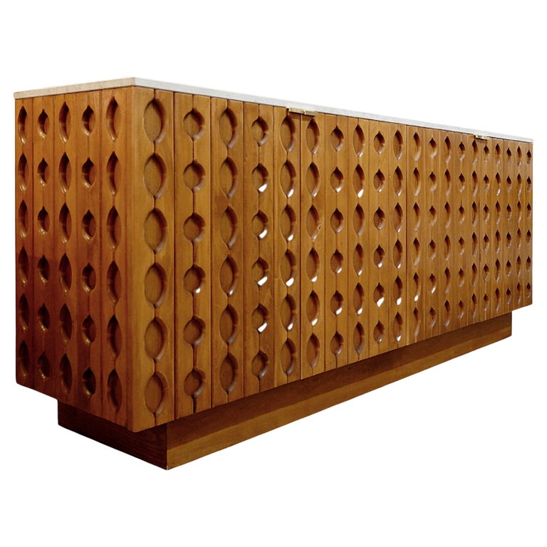 Contemporary modern italian sideboard in wood and travertin top For ...
