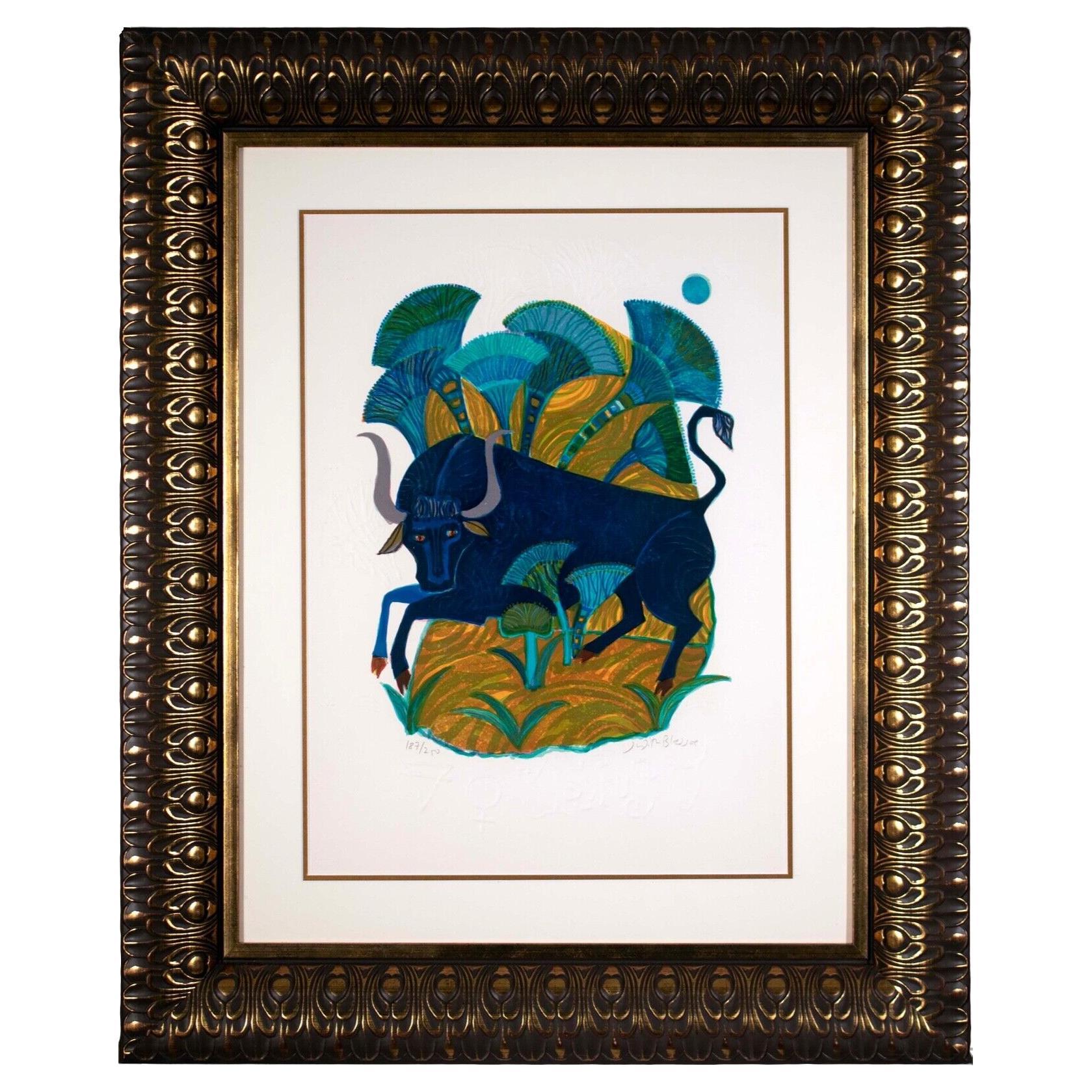 Contemporary Modern Judith Bledsoe "Taurus" Framed Lithograph at 1stDibs