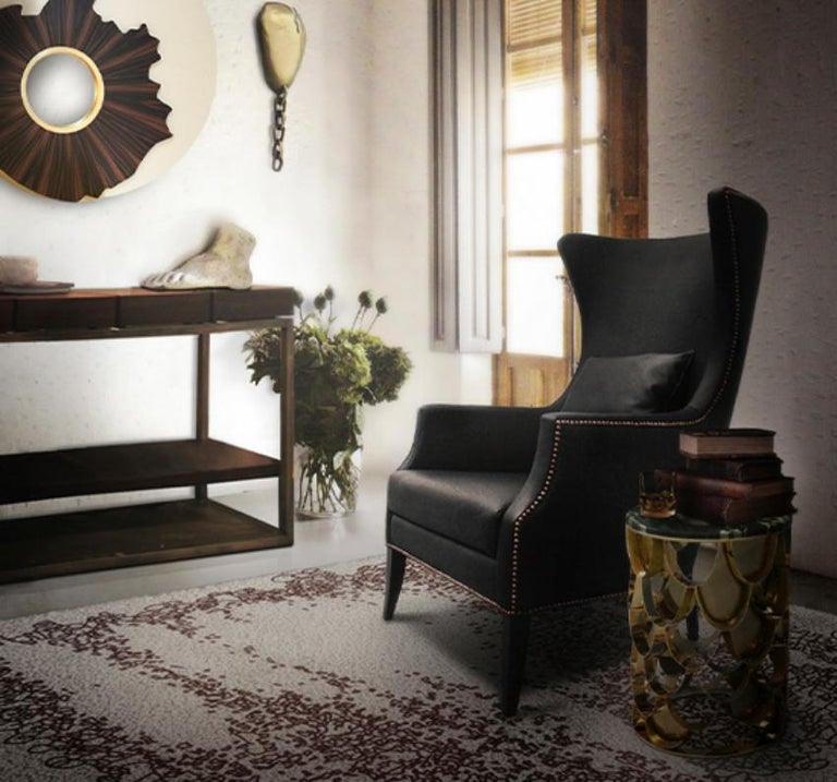 Contemporary Modern Koi Side Table In Brass With White Marble Top by ...