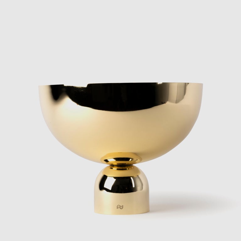 Contemporary Modern, Kubbe Large Bowl, Varnished Brass For Sale at 1stDibs