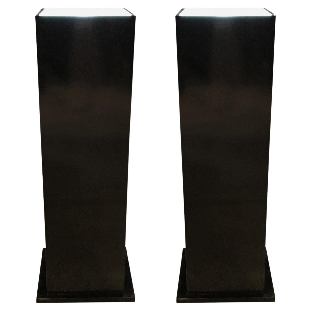 Contemporary Modern Lacquered Wood Lighted Pedestals at 1stDibs