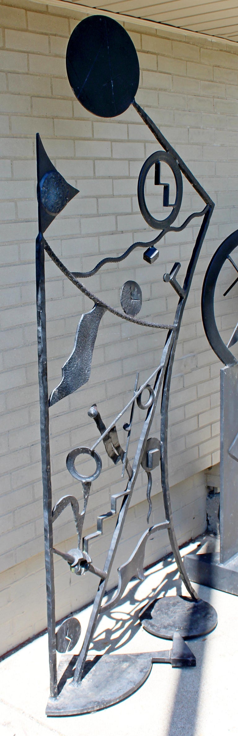 Contemporary Modern Large Forged Black Metal Abstract Floor Sculpture ...