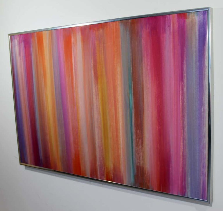 Contemporary Modern Large Framed Irene Simon Gouache Rainbow Painting ...