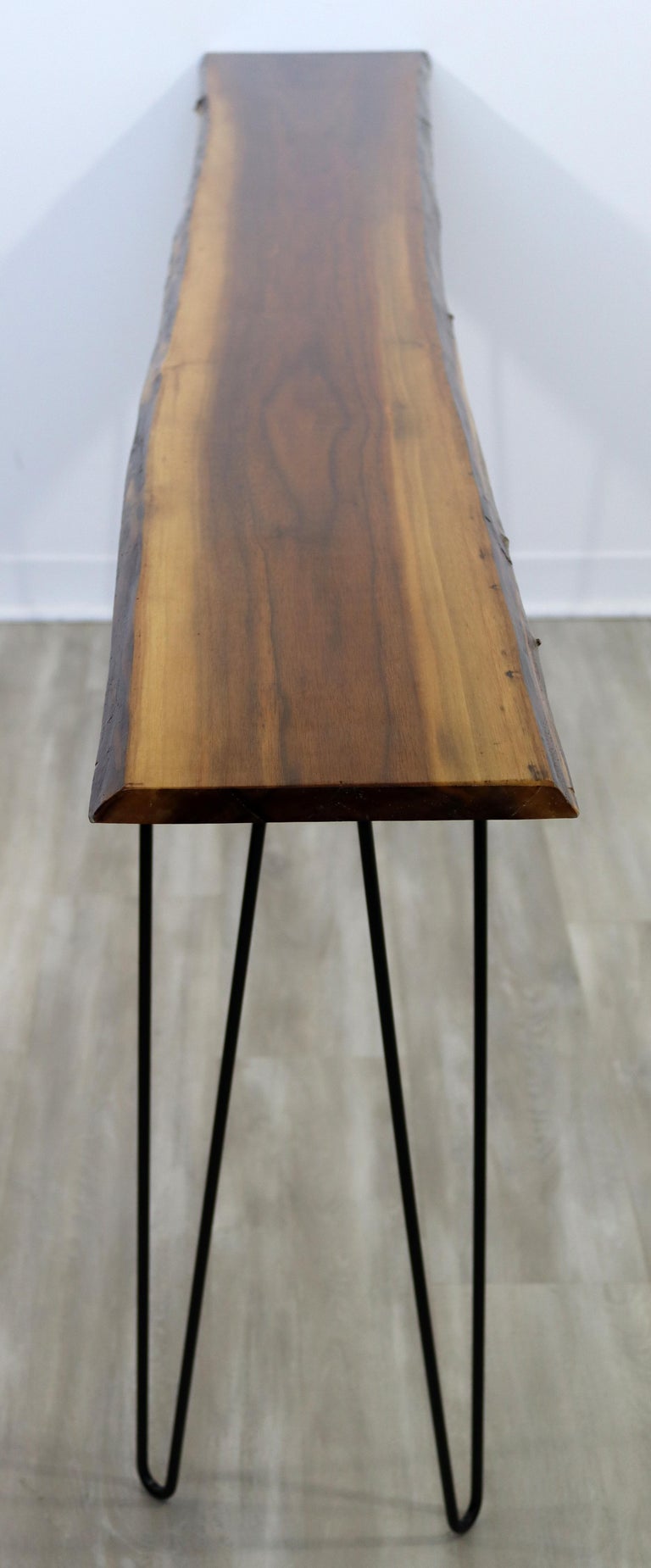 Contemporary Modern Live Edge Wood Console Foyer Table on Black Hairpin ...