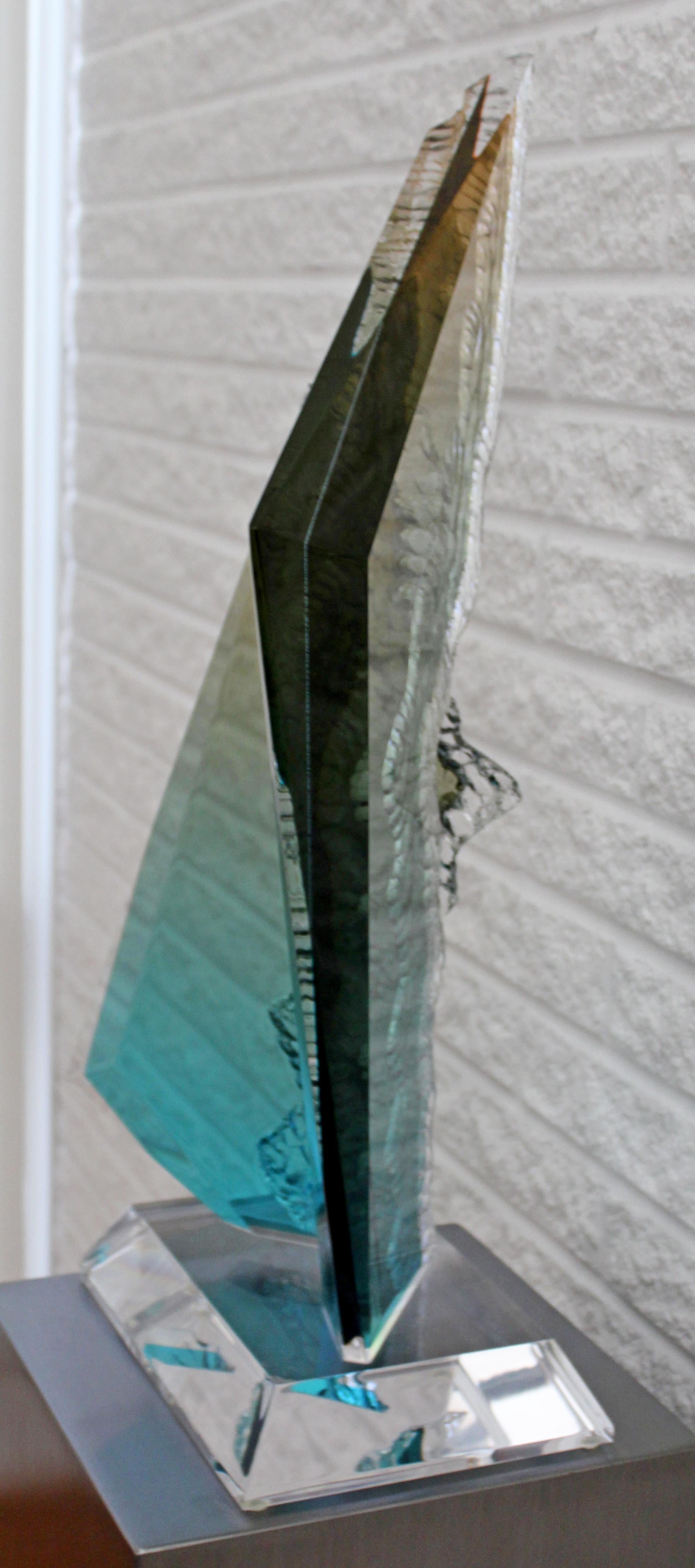 Contemporary Modern Lucite Acrylic Reaction Sculpture Blue Orange by ...