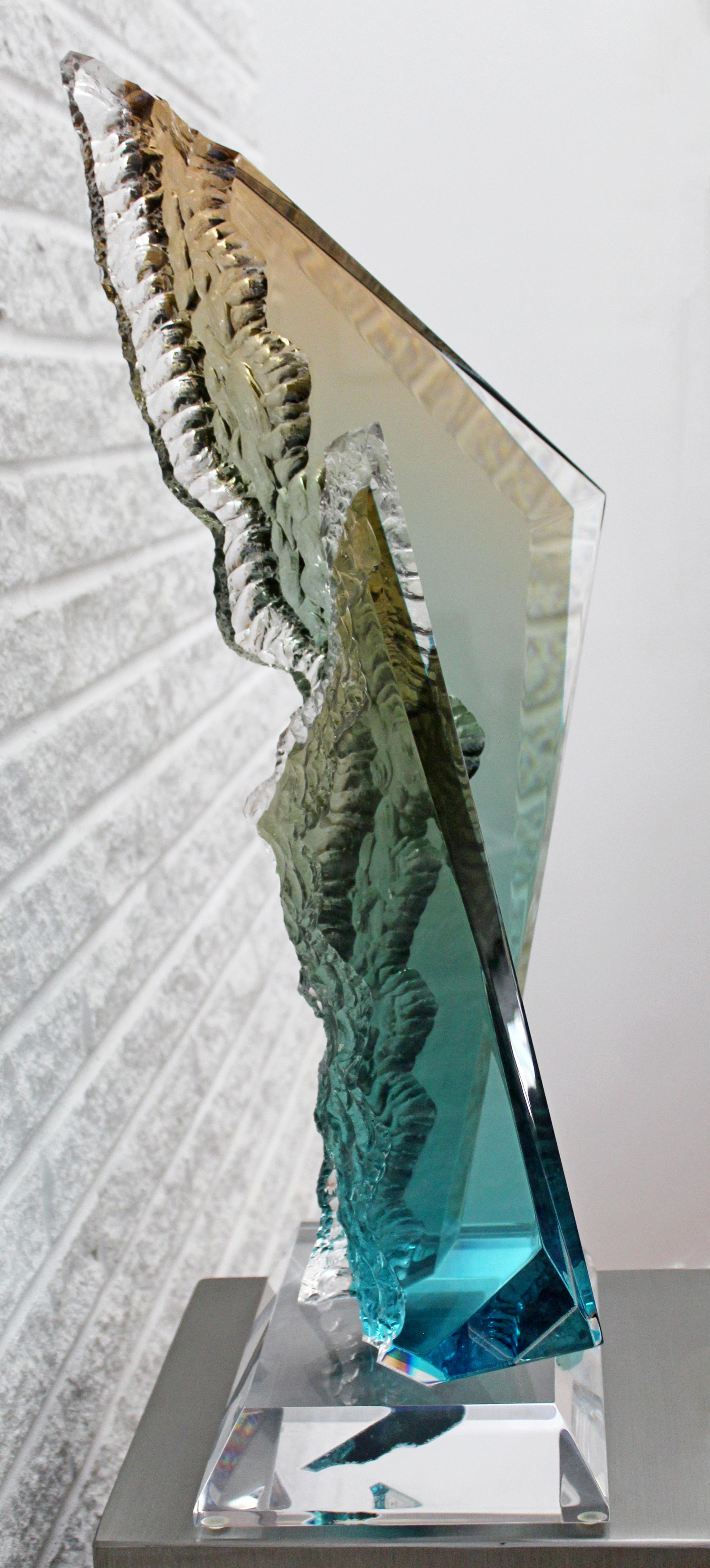 Contemporary Modern Lucite Acrylic Reaction Sculpture Blue Orange by ...