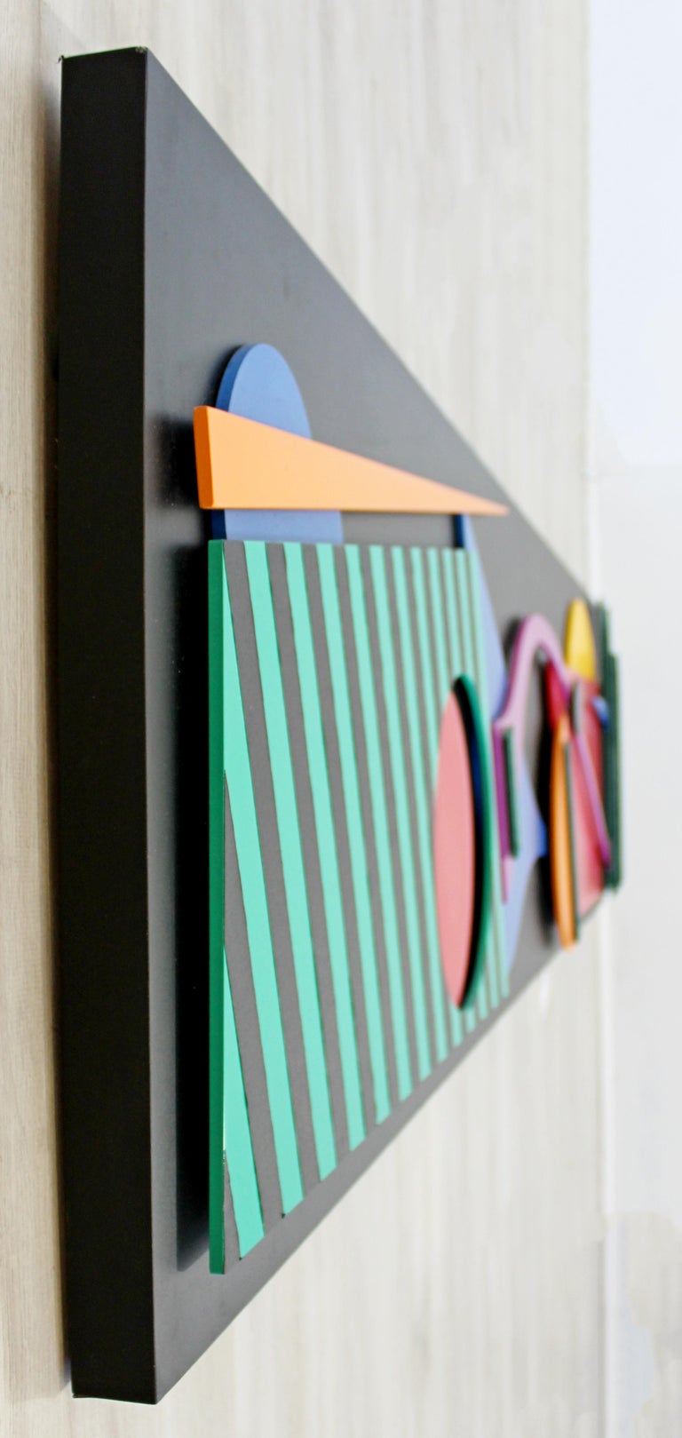 Contemporary Modern Memphis Painted Wood Assemblage Wall Art Sculpture ...