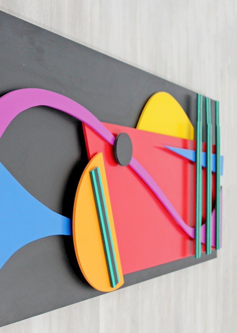 Contemporary Modern Memphis Painted Wood Assemblage Wall Art Sculpture ...