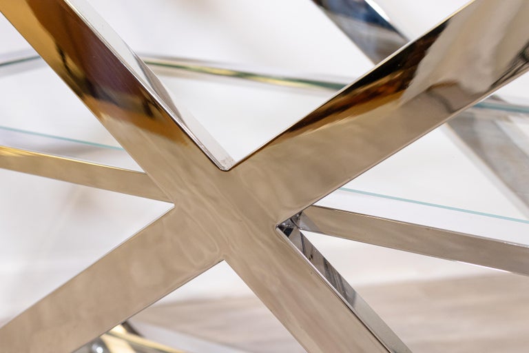 Contemporary Modern Milo Baughman Attr 3 Tier Glass And Chrome Server Bar Cart For Sale At 1stdibs