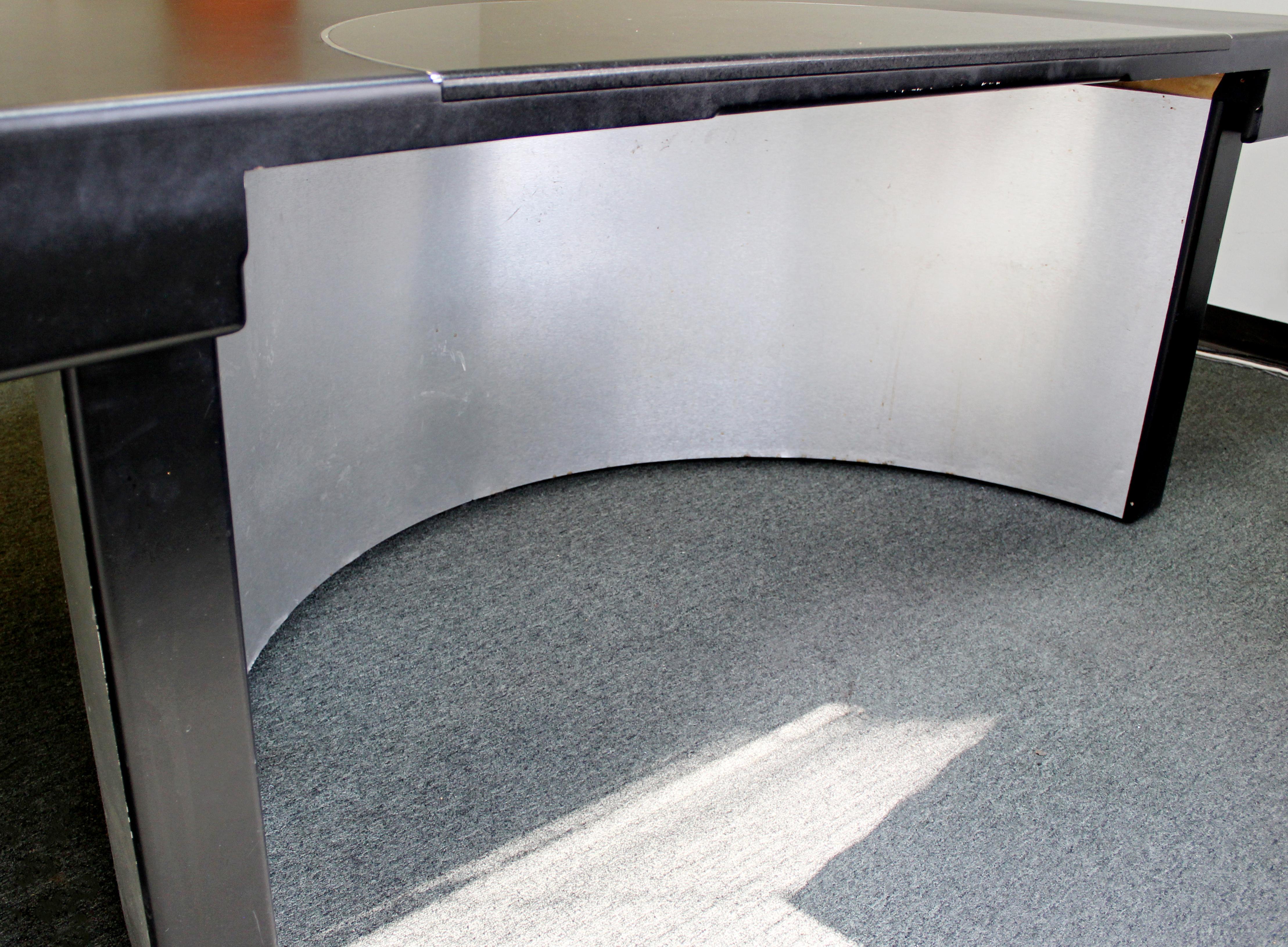 Contemporary Modern Monumental Circular Black Leather Granite Office ...