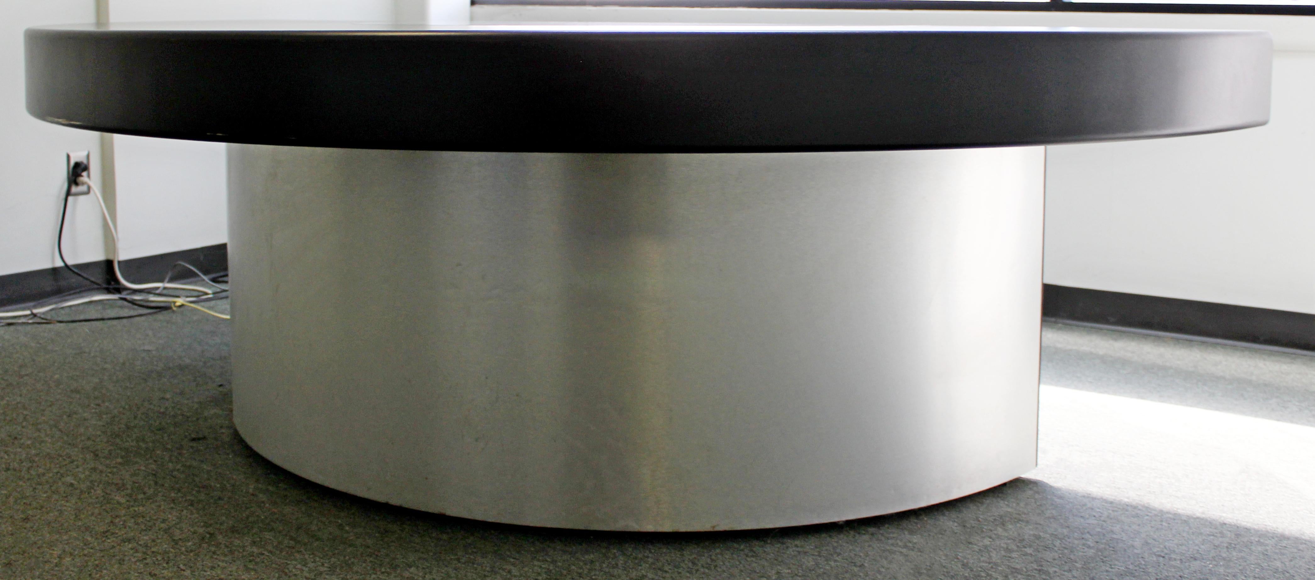 Contemporary Modern Monumental Circular Black Leather Granite Office ...