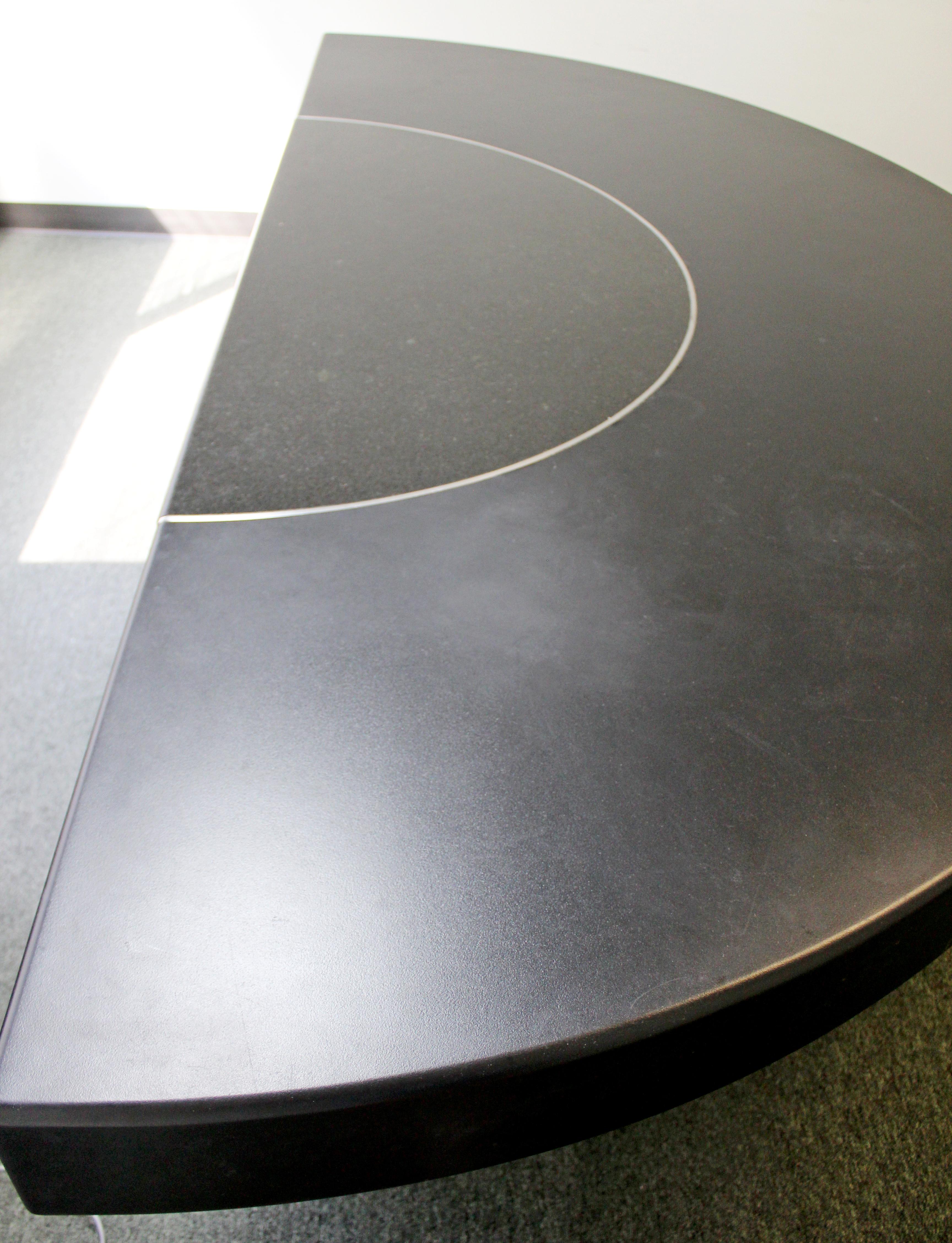 Contemporary Modern Monumental Circular Black Leather Granite Office ...