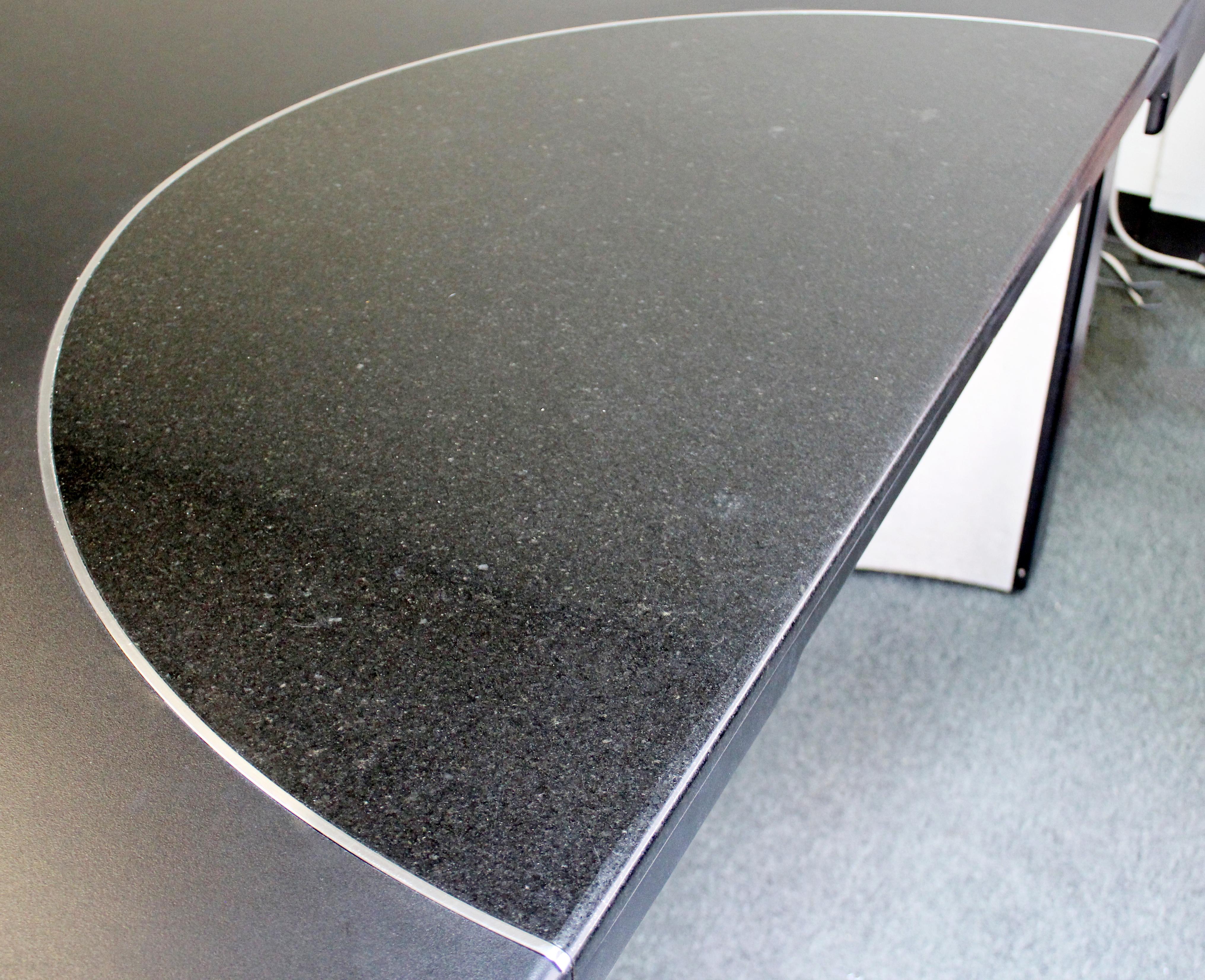 Contemporary Modern Monumental Circular Black Leather Granite Office ...