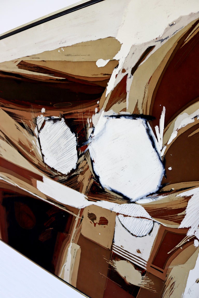 Contemporary Modern Monumental Framed Ray Frost Fleming Signed Abstract ...