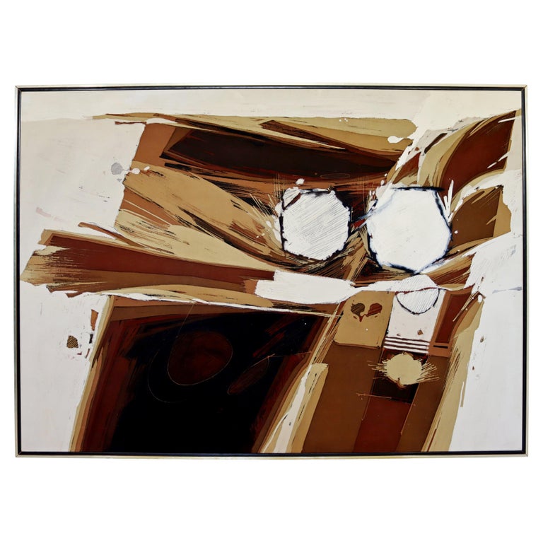 Contemporary Modern Monumental Framed Ray Frost Fleming Signed Abstract ...