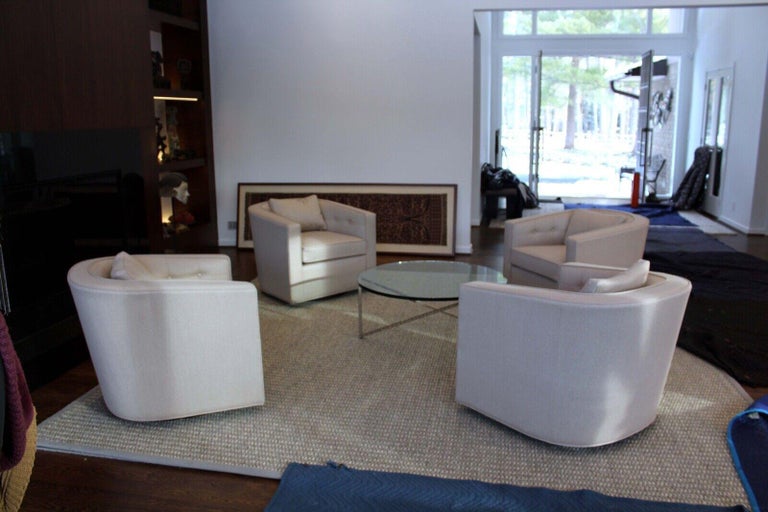 Contemporary Modern Pair of Swivel Lounge Chairs with Pollack Fabric by ...