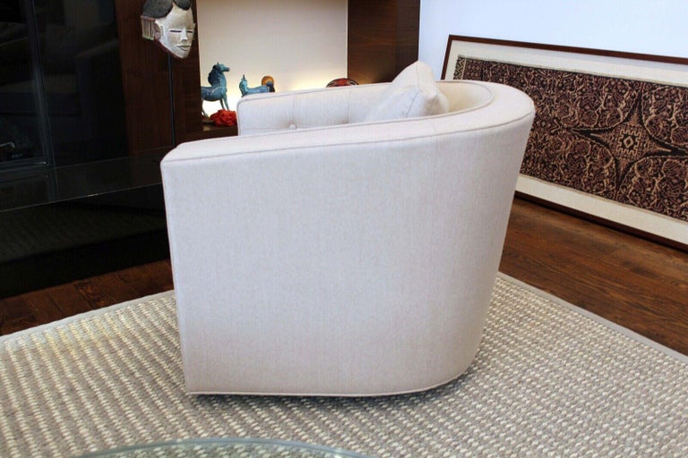 Contemporary Modern Pair of Swivel Lounge Chairs with Pollack Fabric by ...