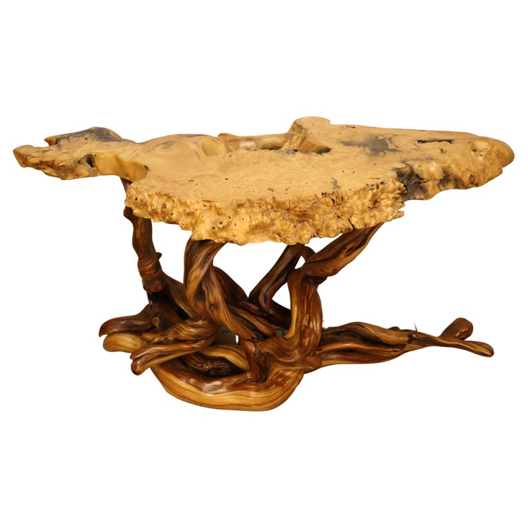 Contemporary Modern Root Wood Sculptural Console Foyer Occasional Table 1990s For Sale at 1stDibs