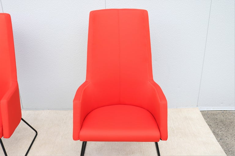 Contemporary Modern Rouillard Solo High Back Red Lounge Chairs, a Pair ...
