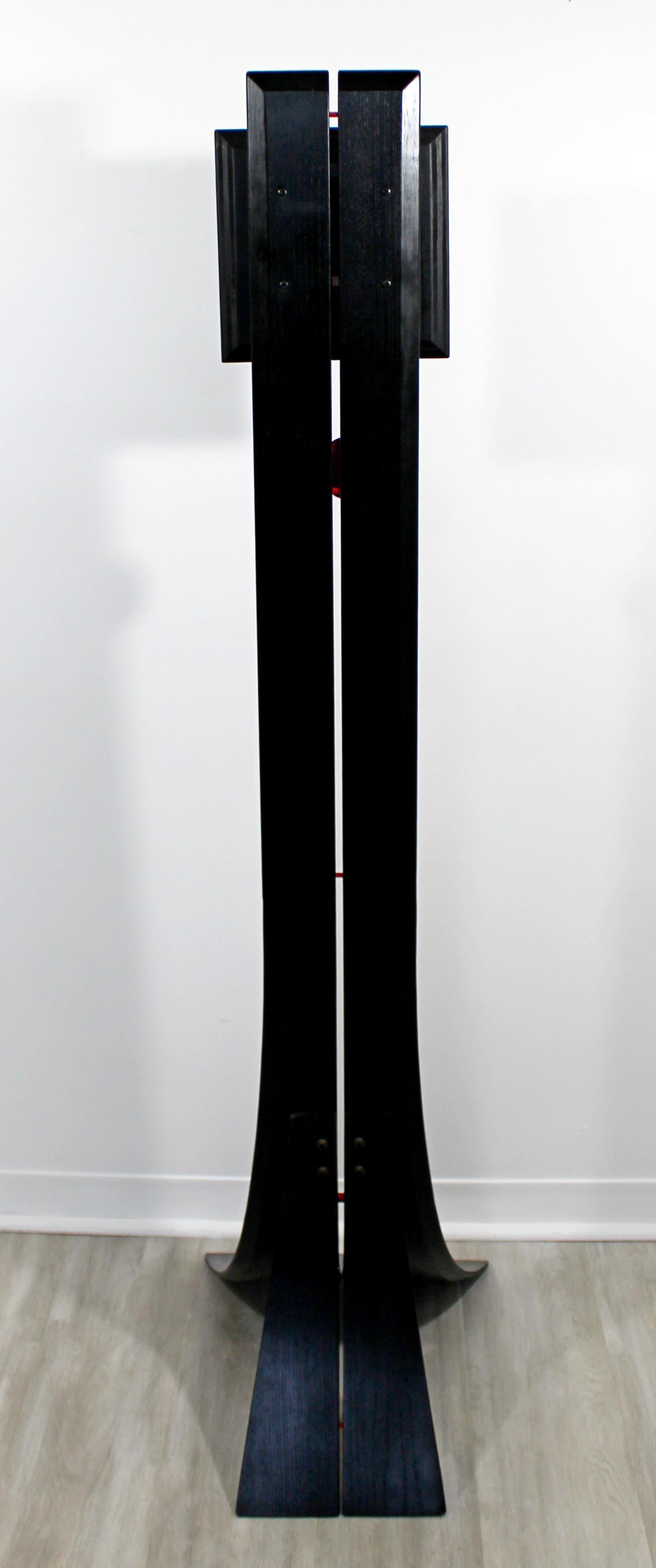 Contemporary Modern Sculptural Black Wood and Red Standing Floor Clock ...