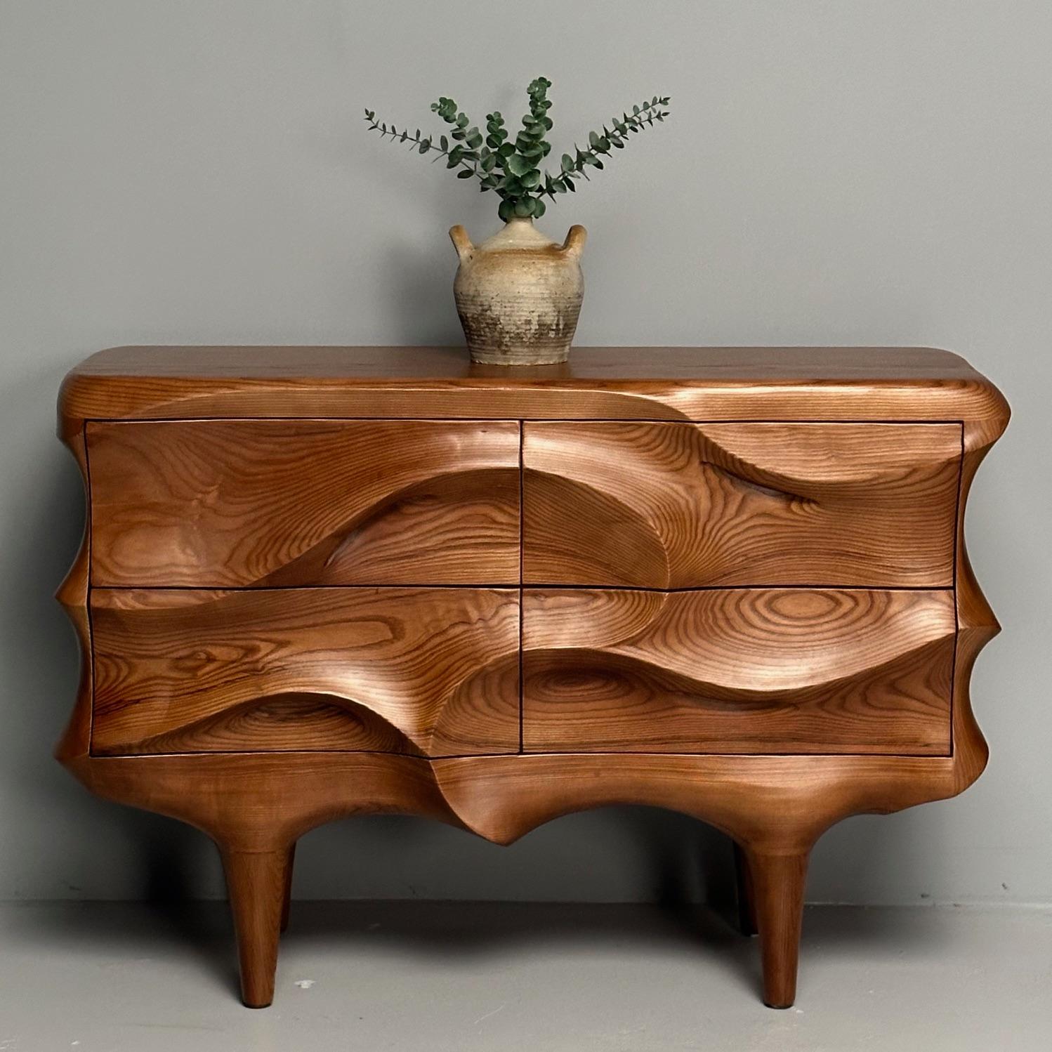Contemporary, Modern Sculptural Cabinets, Stained Ash Wood, 2024 at ...
