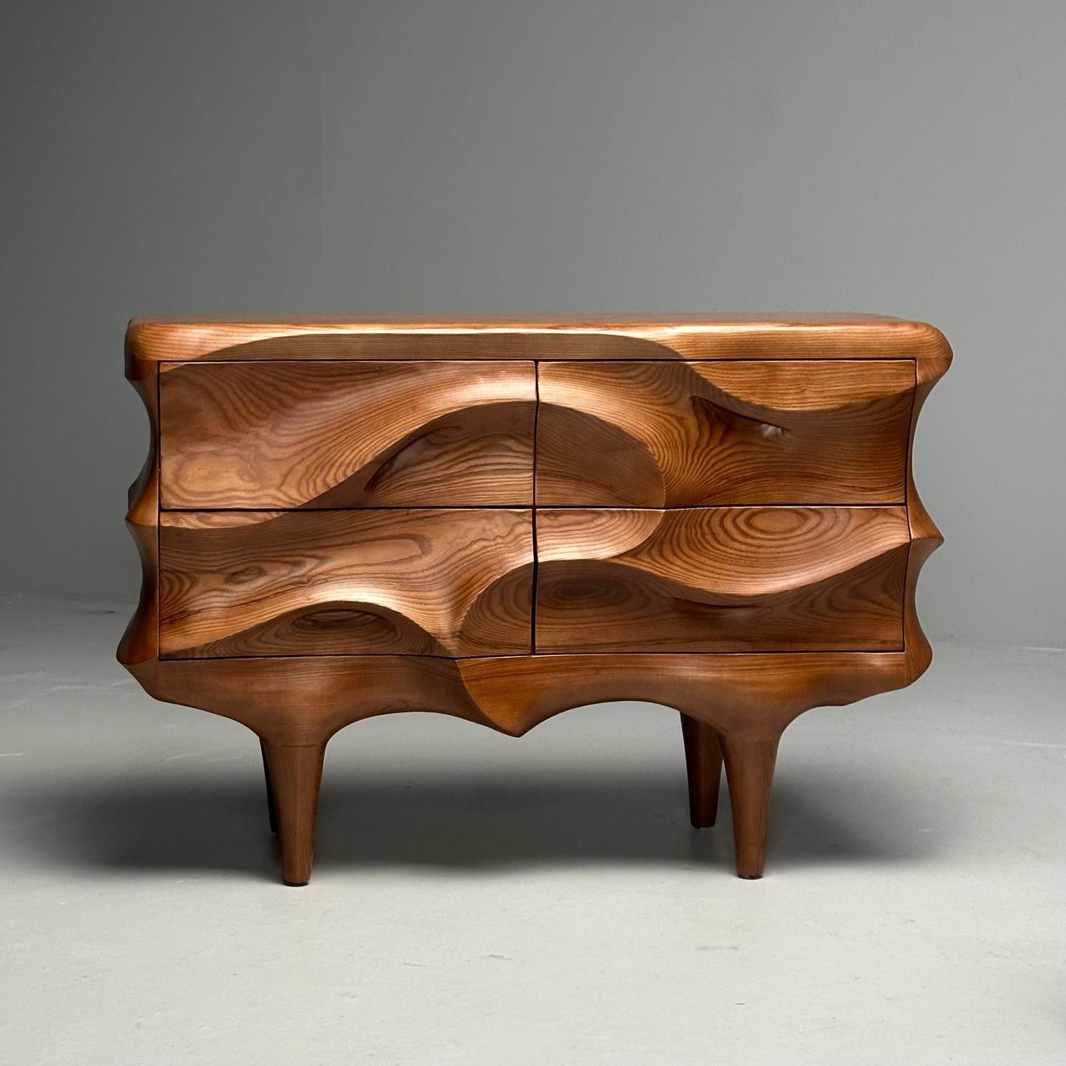 Contemporary, Modern Sculptural Cabinets, Stained Ash Wood, 2024 at ...