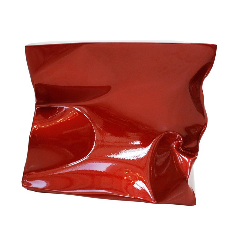 Contemporary Modern Sculptural Metal Lacquered Red Seat, Side Table at ...