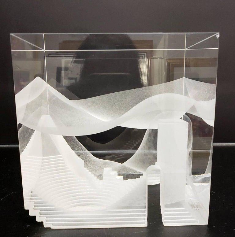 Contemporary Modern Steven Weinberg Cast Glass Cube Sculpture at 1stDibs